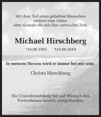 Traueranzeigen von Michael Hirschberg | sich-erinnern.de