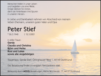 Traueranzeigen von Peter Stief | sich-erinnern.de