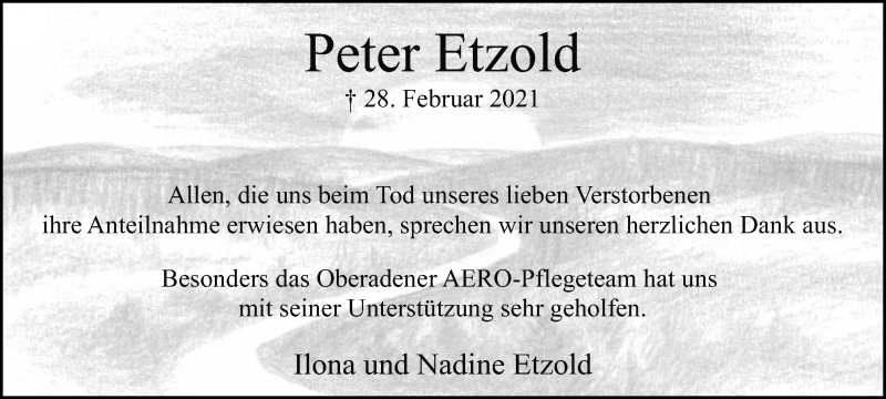 Traueranzeigen von Peter Etzold | sich-erinnern.de