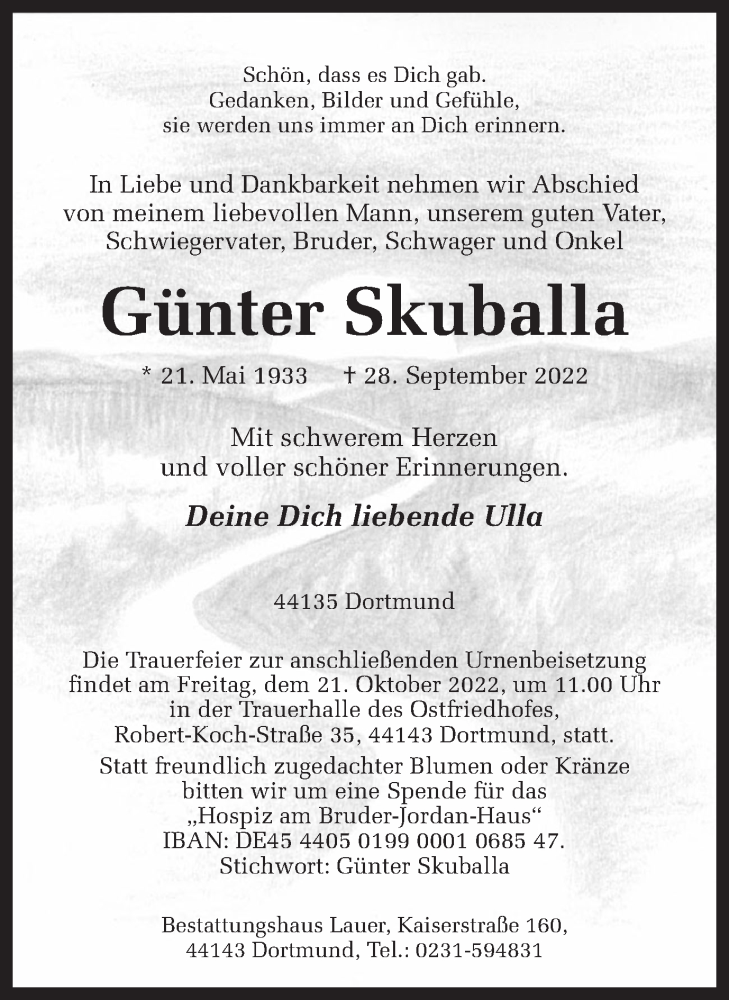 Traueranzeigen von Günter Skuballa | sich-erinnern.de