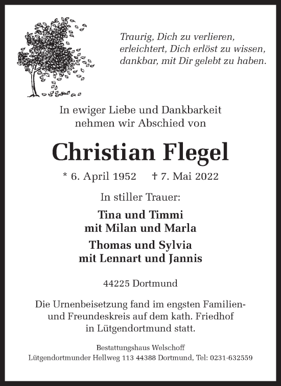 Traueranzeigen von Christian Flegel | sich-erinnern.de