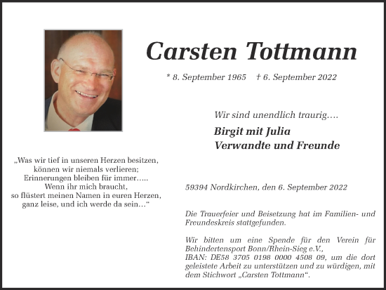 Traueranzeigen von Carsten Tottmann | sich-erinnern.de