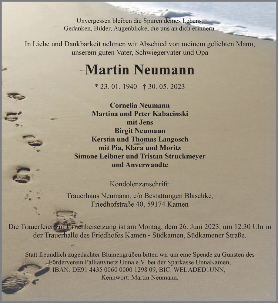 Traueranzeigen von Martin Neumann | sich-erinnern.de