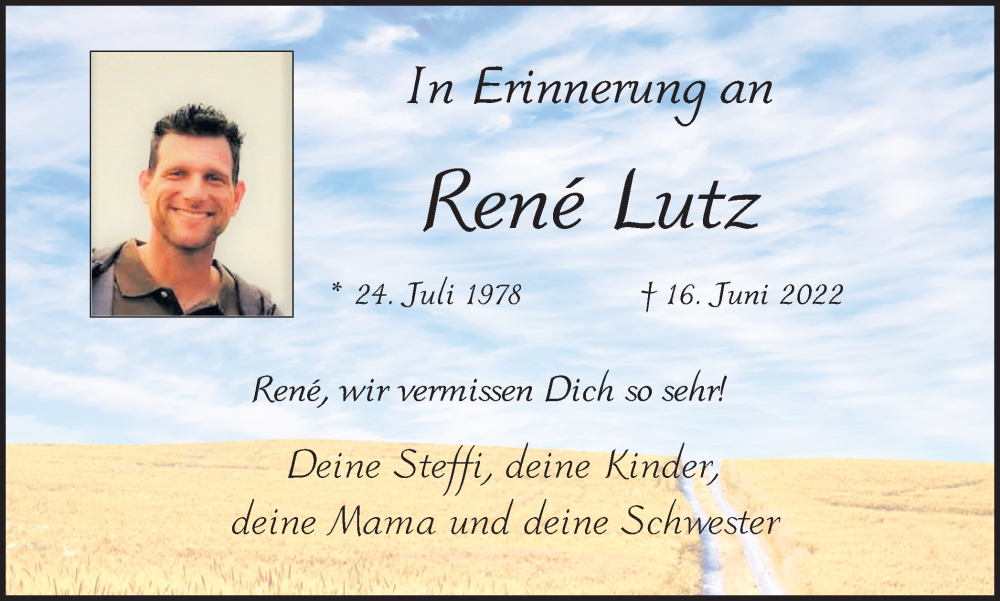 Traueranzeigen von René Lutz | sich-erinnern.de