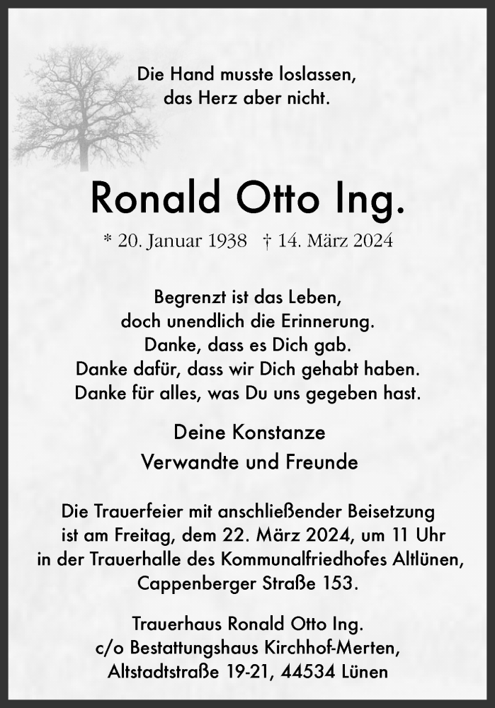 Traueranzeigen von Ronald Otto | sich-erinnern.de