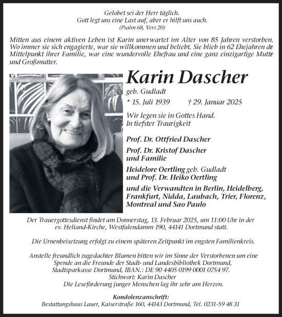 Traueranzeigen von Karin Dascher | sich-erinnern.de