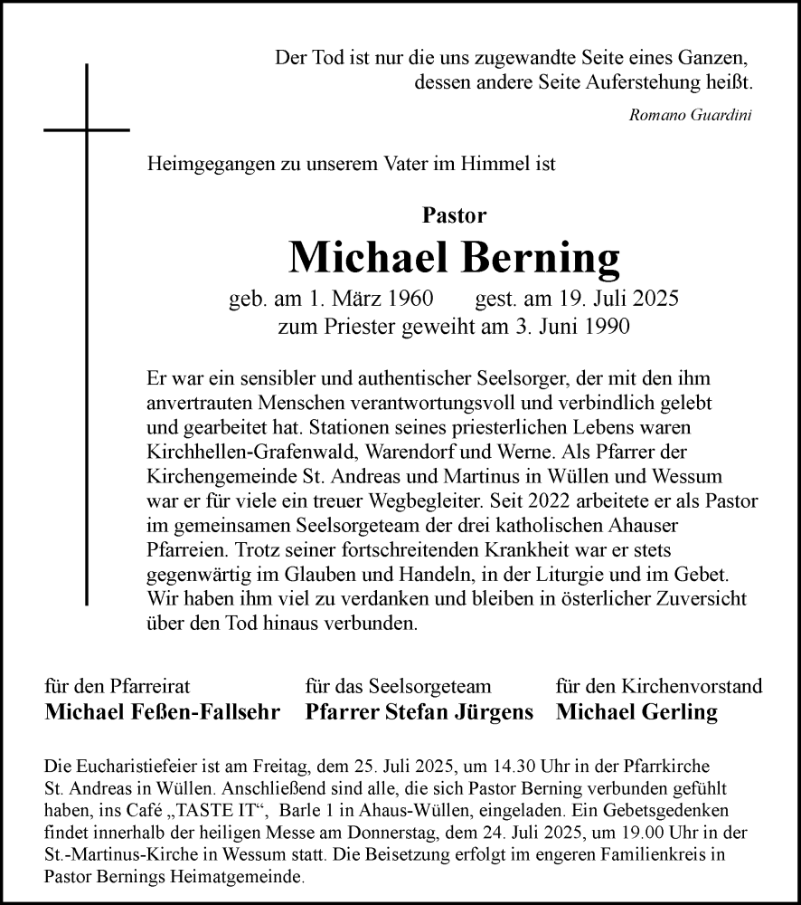 Traueranzeigen von Michael Berning | sich-erinnern.de