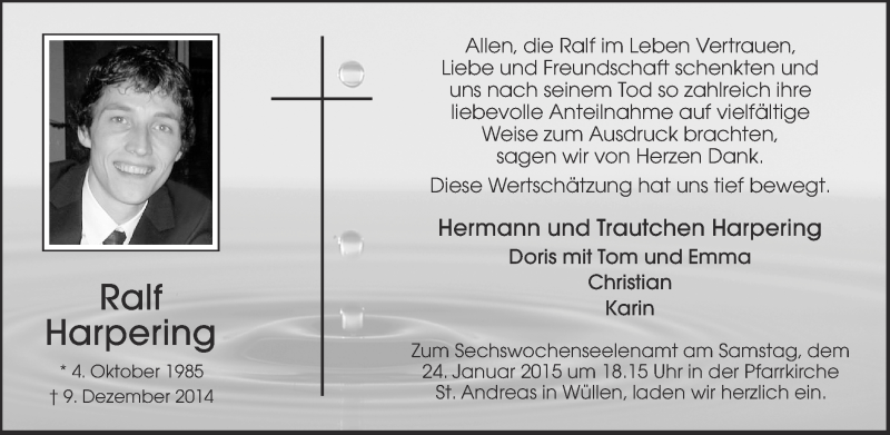 Traueranzeigen von Ralf Harpering | sich-erinnern.de