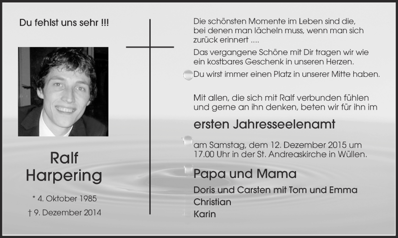 Traueranzeigen von Ralf Harpering | sich-erinnern.de