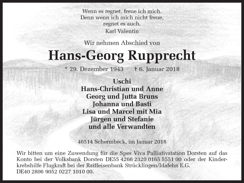 Traueranzeigen von Hans-Georg Rupprecht | sich-erinnern.de