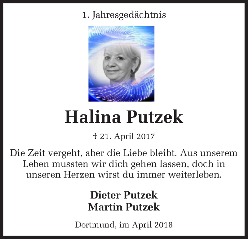 Traueranzeigen von Halina Putzek | sich-erinnern.de