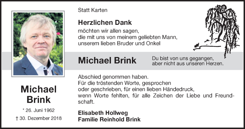 Traueranzeigen von Michael Brink | sich-erinnern.de
