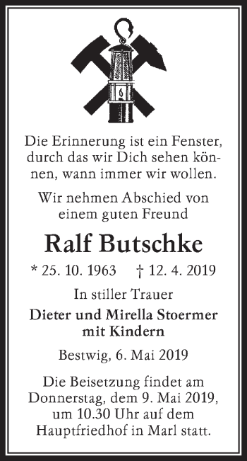 Traueranzeigen von Ralf Butschke | sich-erinnern.de