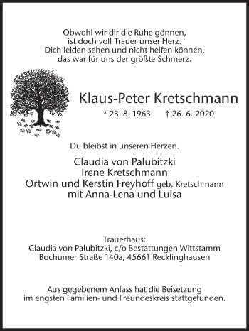 Traueranzeigen von Klaus-Peter Kretschmann | sich-erinnern.de